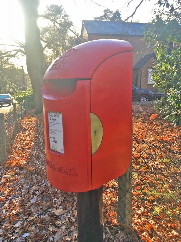 English red post box
