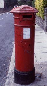 English red post box
