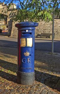 English red post box