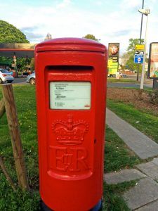 English red post box