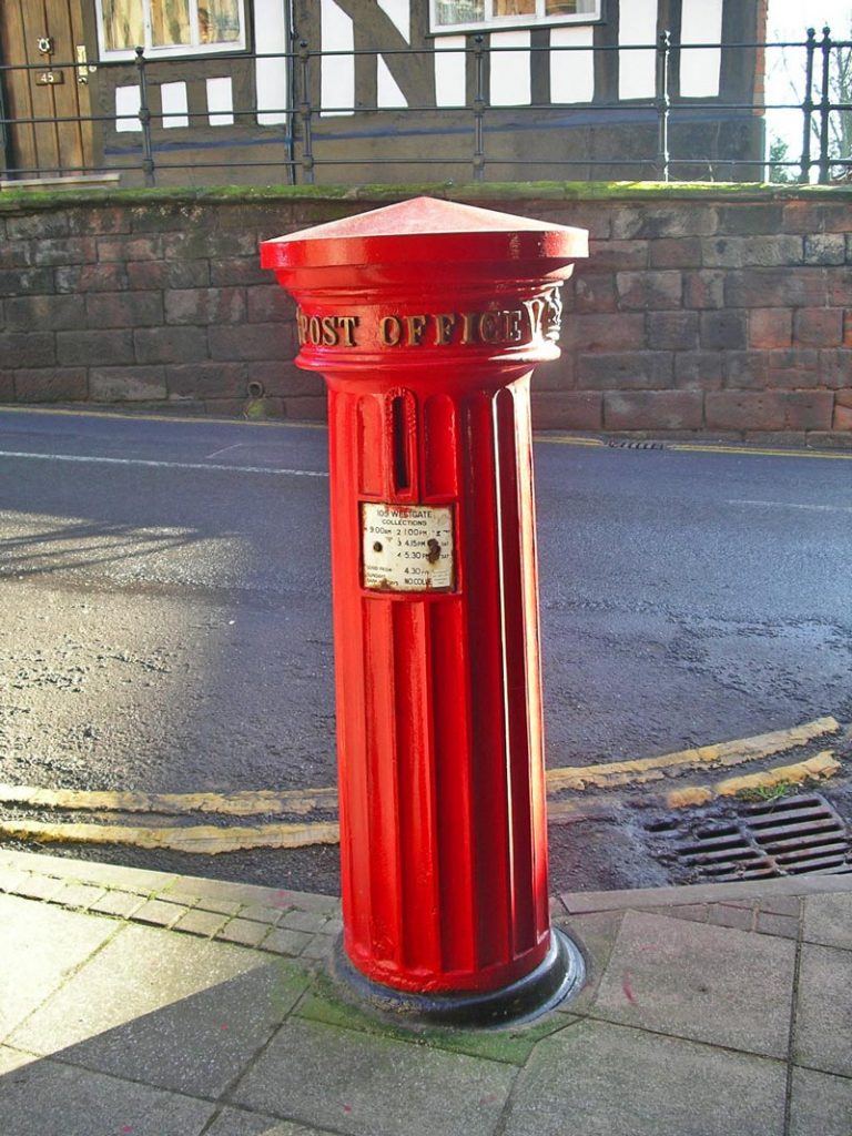 English red post box
